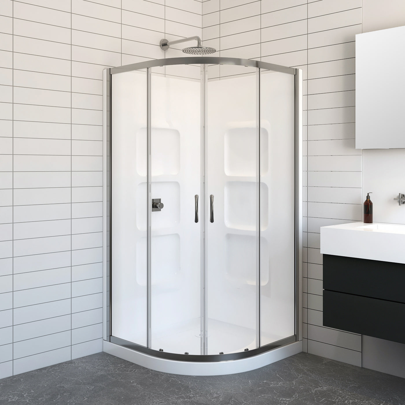 Clyde Polished Chrome Neo Round Corner Sliding Door Shower – Clearlake ...