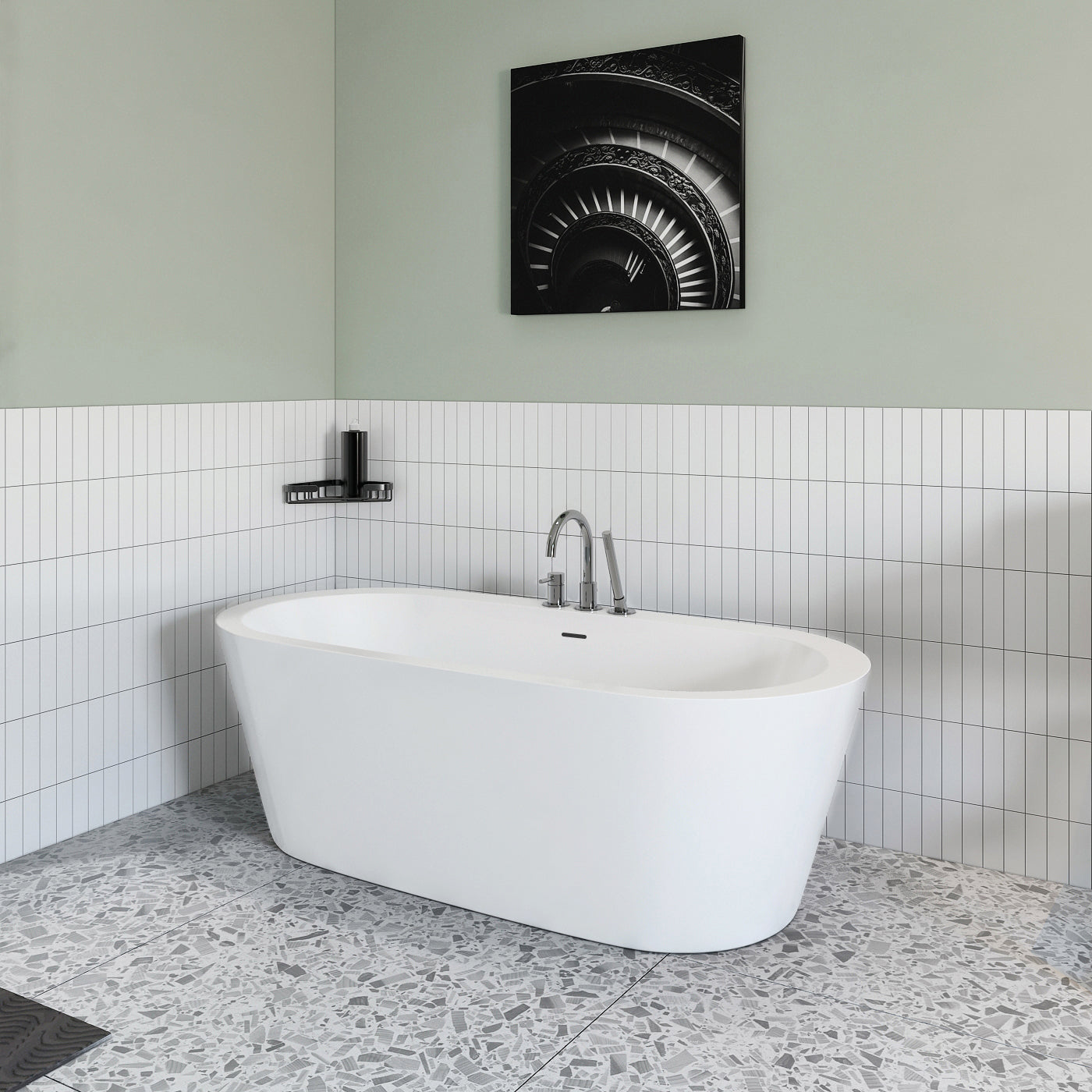 Cosmo White High-gloss Center Drain Acrylic Free-standing Tub ...